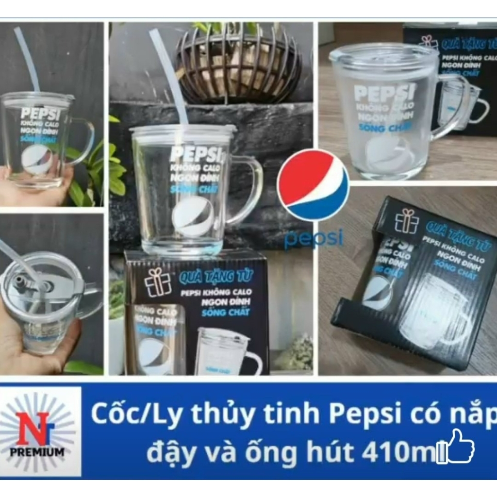 Pepsi glass cup/cup with plastic lid and straw 410 ml | Shopee Philippines