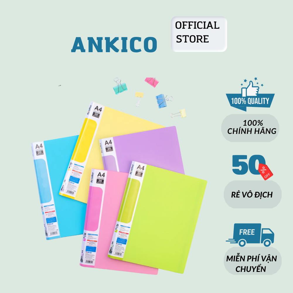 20-sheet leaf File containing documents with capacity of 100 A4 Pastel ...