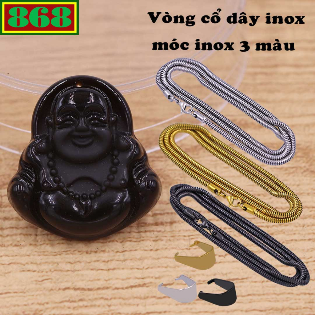 Black stone Maitreya Buddha face with solid stainless steel chain ...
