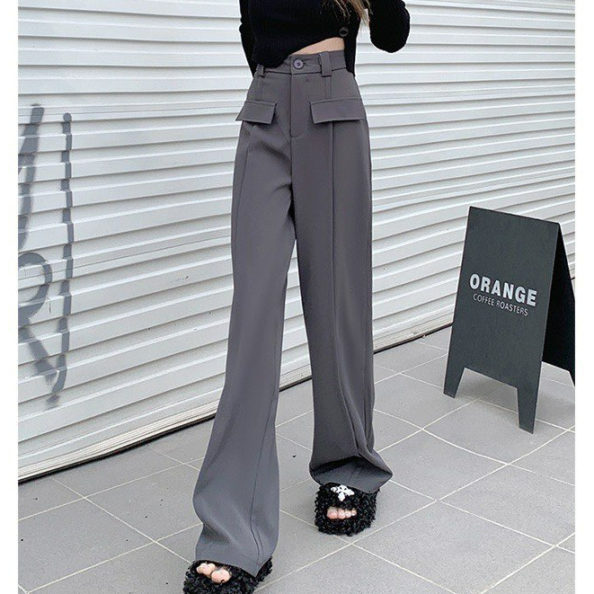 Super hot long Ruby fabric flap pocket wide-leg pants M608 | Shopee ...