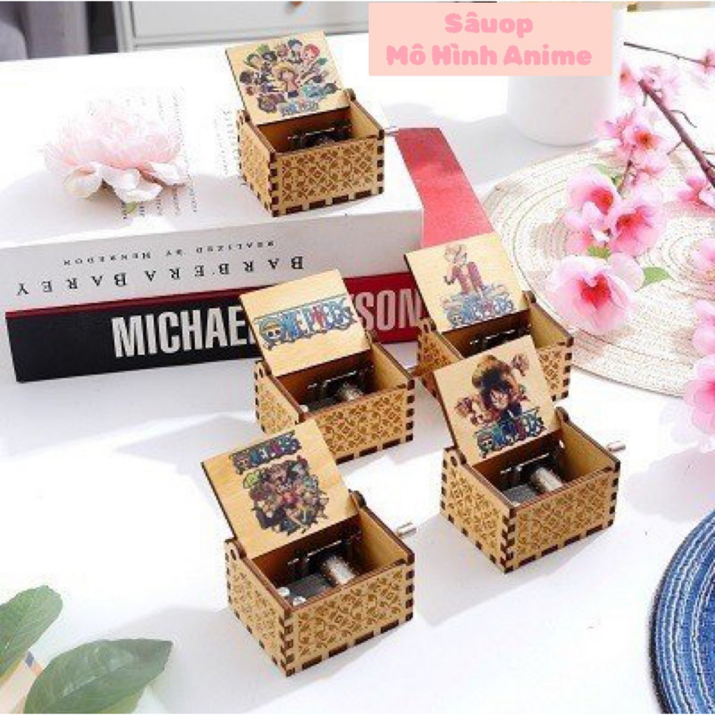 Hand-cranked wooden music box with UV engraving of onepiece Anime demon ...