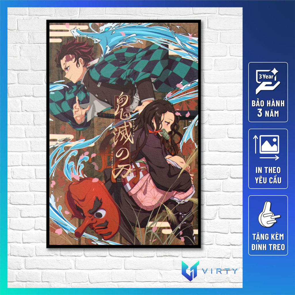 Kimetsu NO YAIBA ANIME wall painting with composite frame VIRTY Canvas ...
