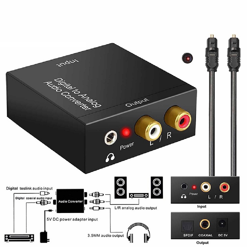 Optical to Audio AV OPTICAL Audio Converter Box (with fiber optic cable ...