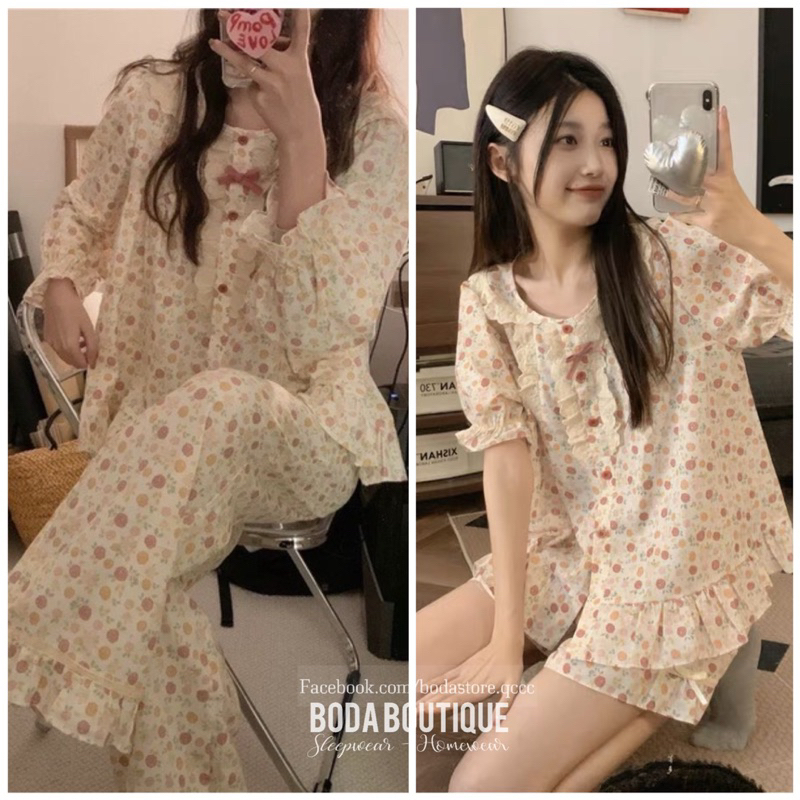 Miss lace ruffle pajama set (with clips and real pictures) | Shopee ...