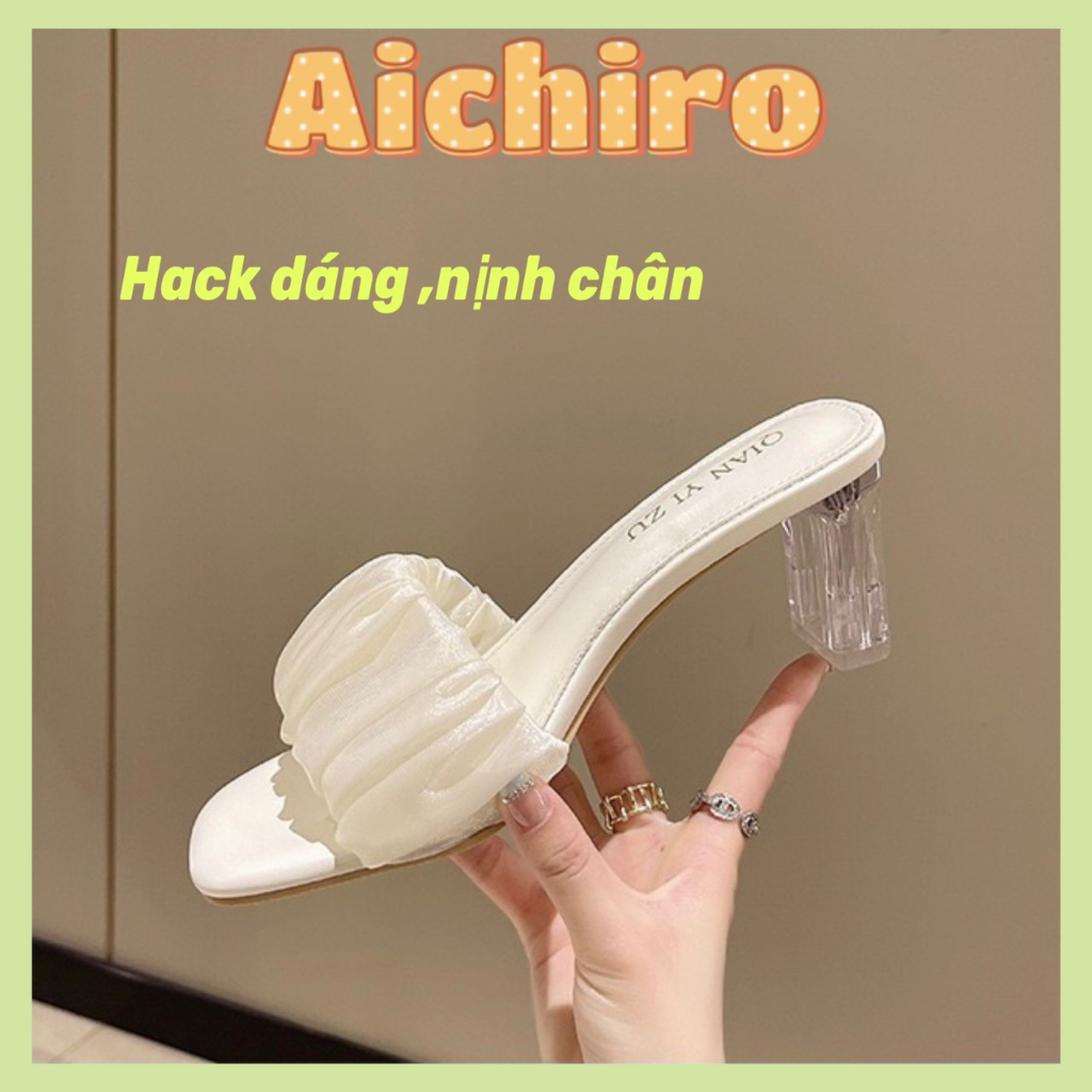 Aichiro high heel sandals with 7cm platform heel and pretty pleated ...
