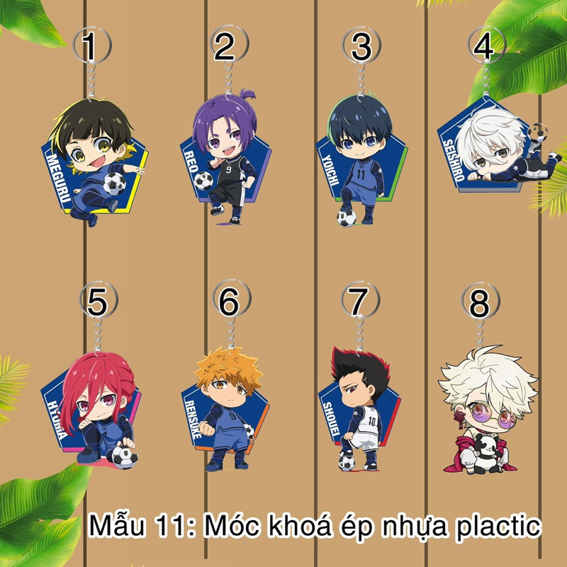 Set of 8 blue lock Michael keychains, trimmed with many options/ blue ...