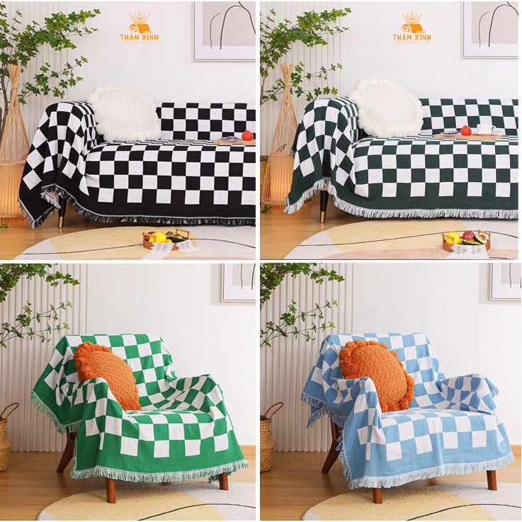 Modern style checkered pattern sofa cover, high quality dust-proof sofa ...