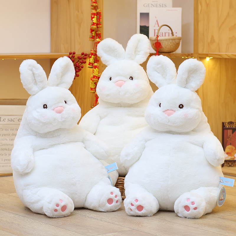 Soft White Rabbit Teddy Bear Stuffed Animal Fat Rabbit Cute White Fat ...