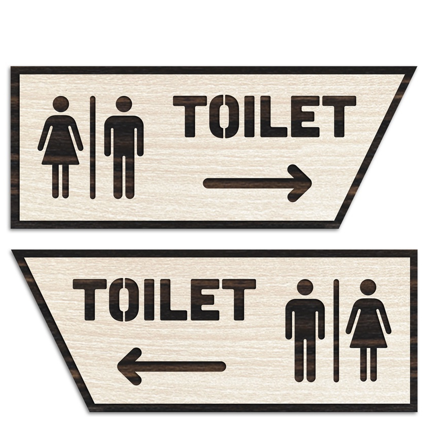 Laser engraved wooden toilet direction sign to decorate the toilet area ...