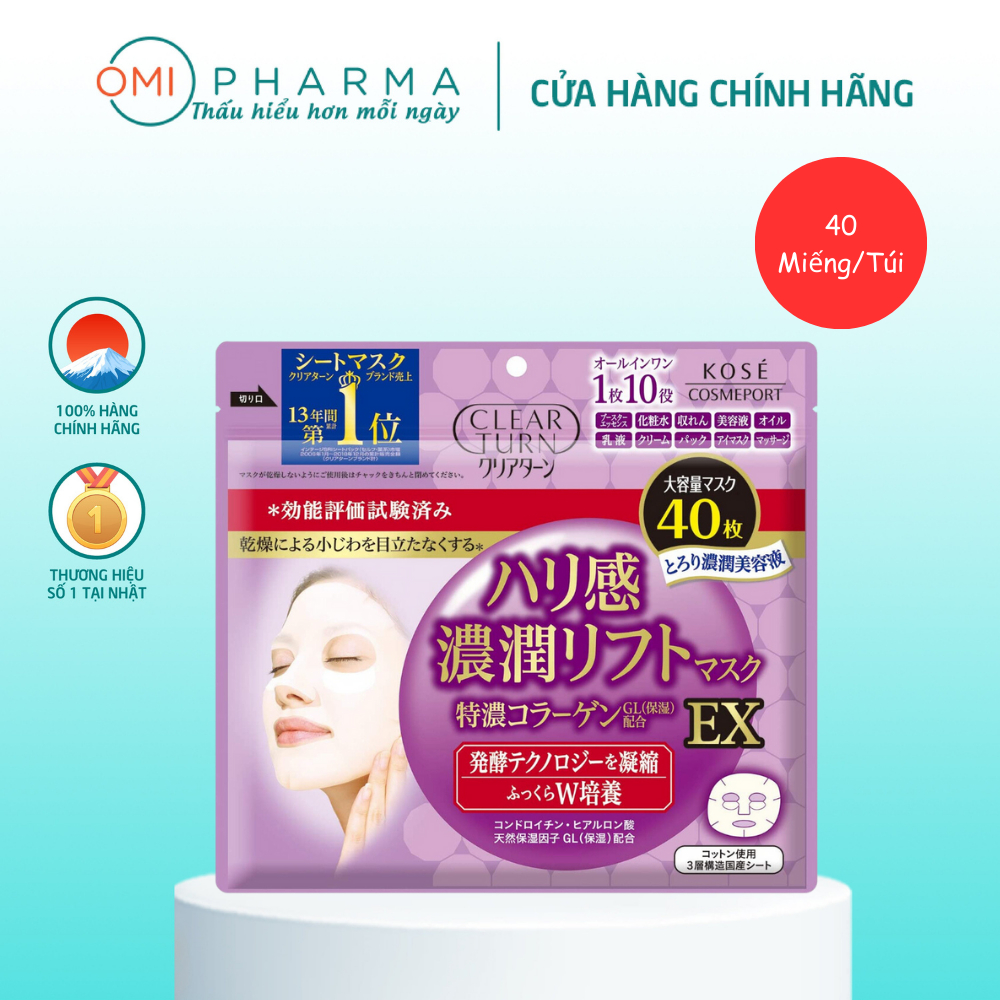 Japanese Clear Turn Kose Skin Firming Lifting Mask (40 Pieces/Bag ...