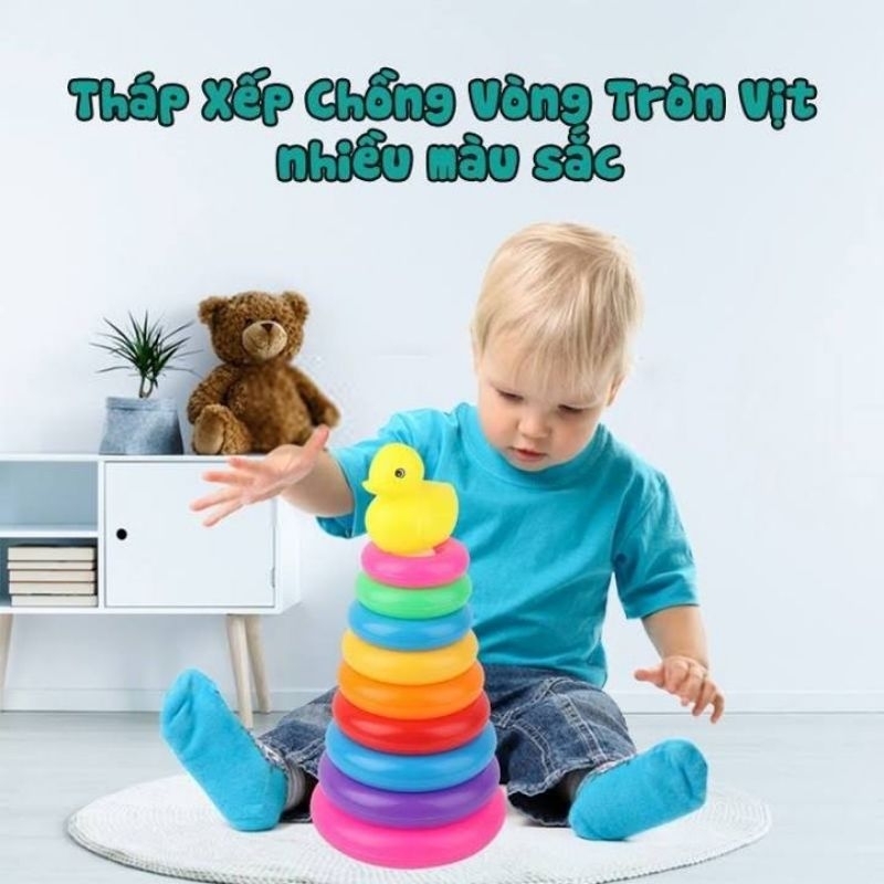 Intellectual toys, stacked duck tower, duck circle stacking tower ...