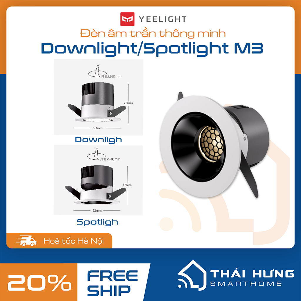 Yeelight M3 Smart Recessed LED Downlight/Spotlight, Homekit Support, Ra95, 2700 color ...