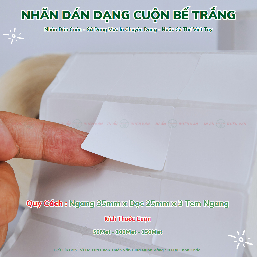 White Roll Stamp Sticker - Horizontal 35mm x Vertical 25mm x 3 ...