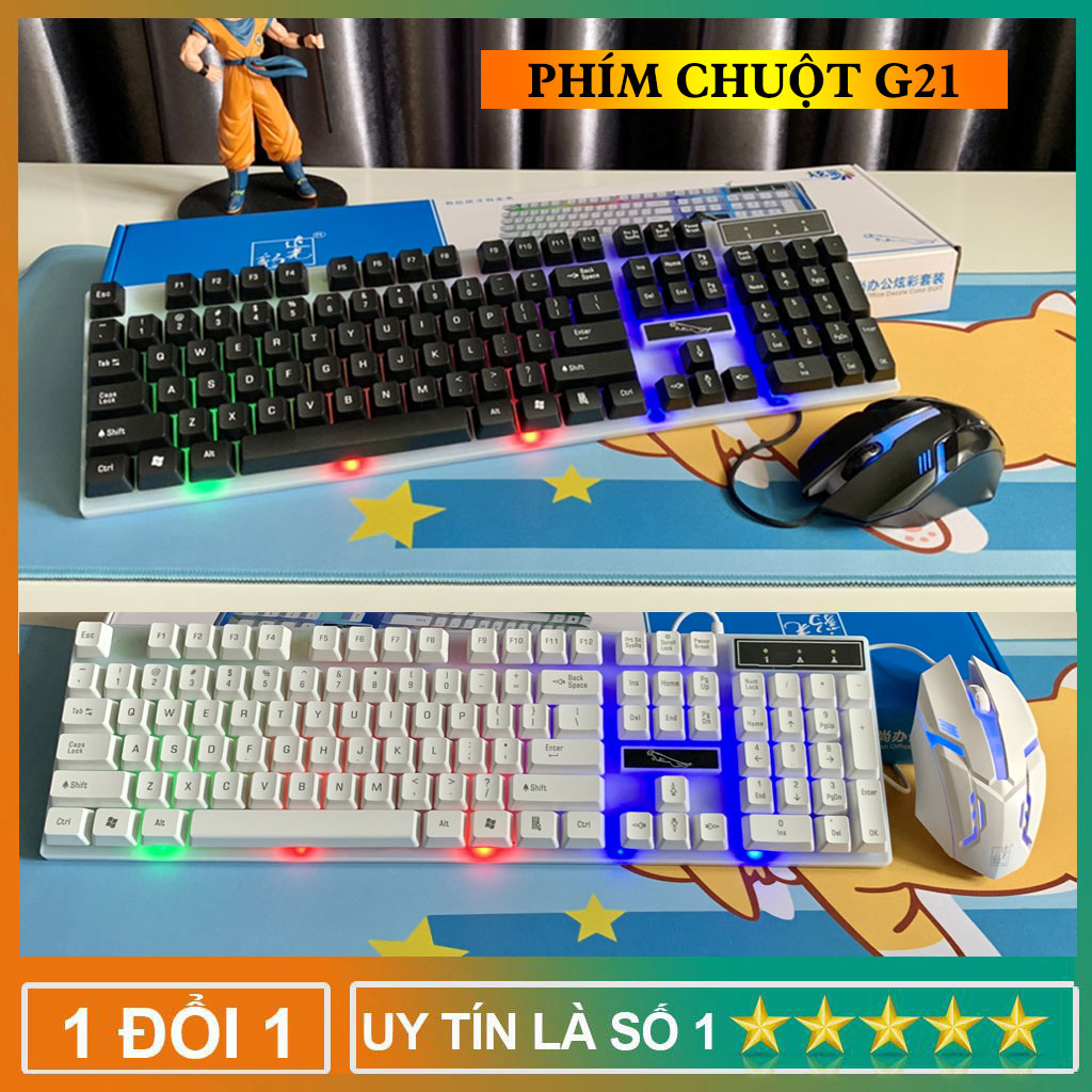 G21 computer keyboard + mouse set (WHITE/BLACK) with mechanical wire ...