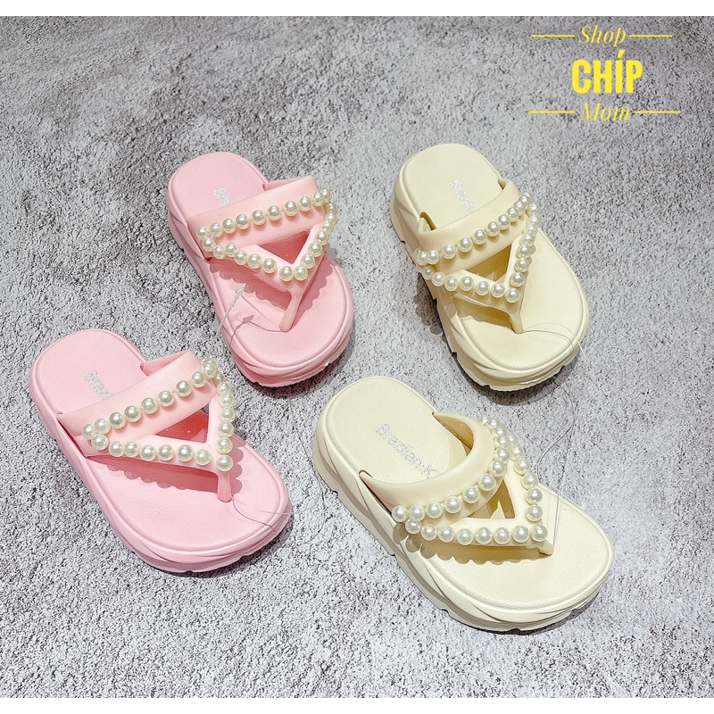 Flip flops for girls, girls' flip flops with pearls, 3-inch sole ...