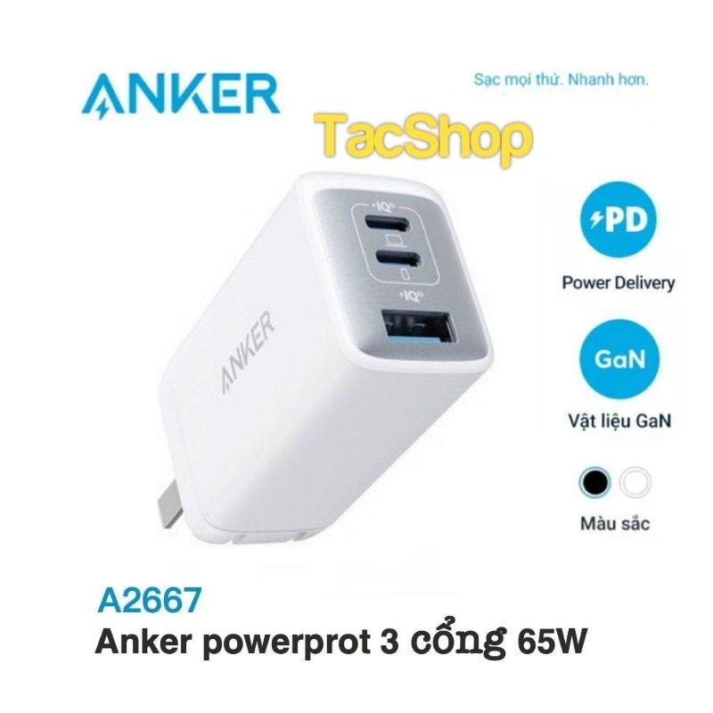 Anker NANO 2 65W charger supports PD/IQ 3.0 charging with 3 Charging ...
