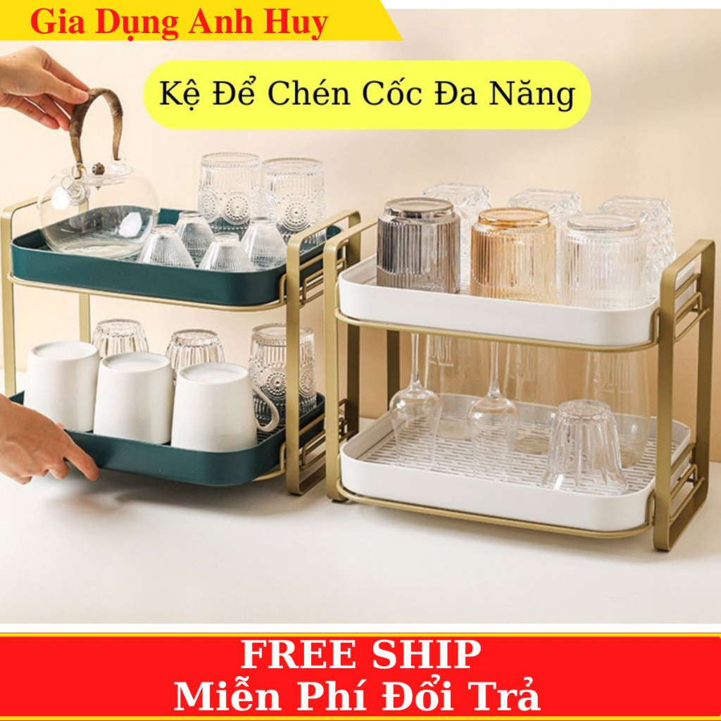 Compact 2-Storey Cup Rack Tray, Luxury High-Class Dish Upside-Down Tray ...