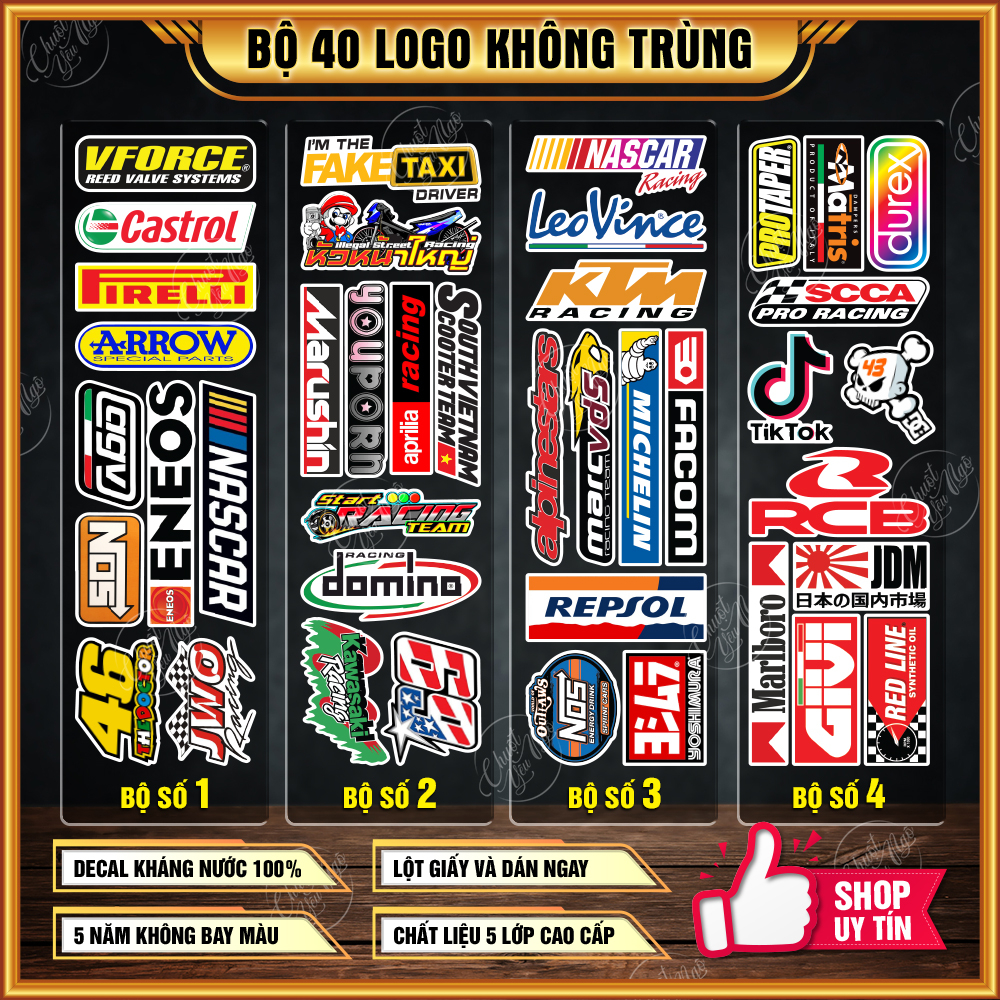 [9-12] Combo set of 10 or 40 stickers with different car decal stickers ...