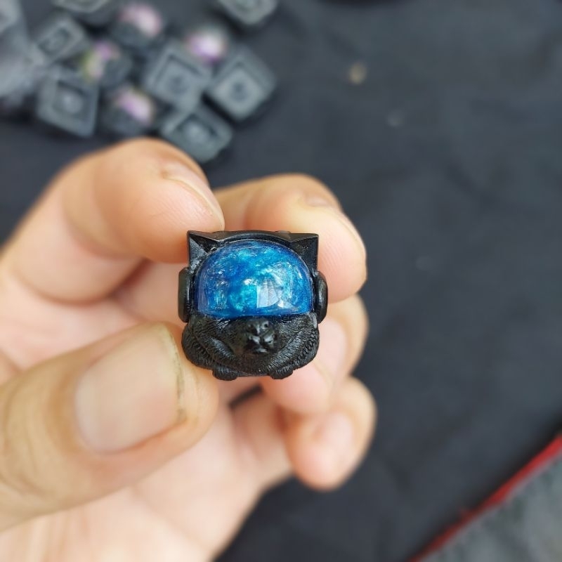 Sirius resin keycap black turquoise glass decorative mechanical gaming ...