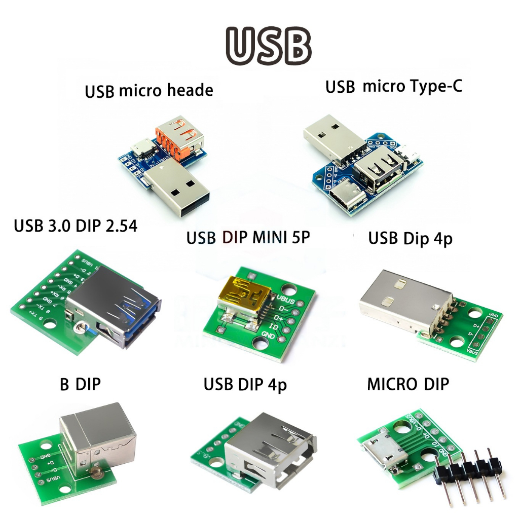 Micro/ USB 3.0/ USB A/ USB B/ USB MINI port output base circuit with ...