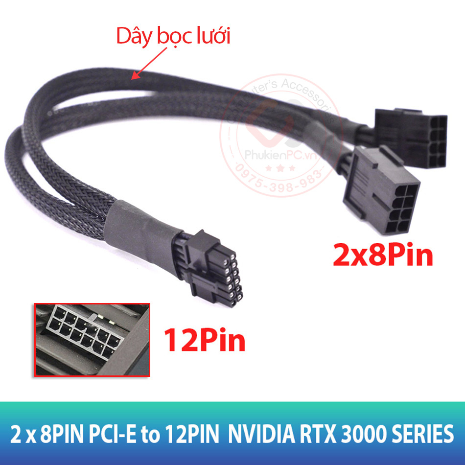 DUAL 8Pin to Mini 12Pin VGA Cable RTX 3090 3080 3070 3060 3050 Power ...