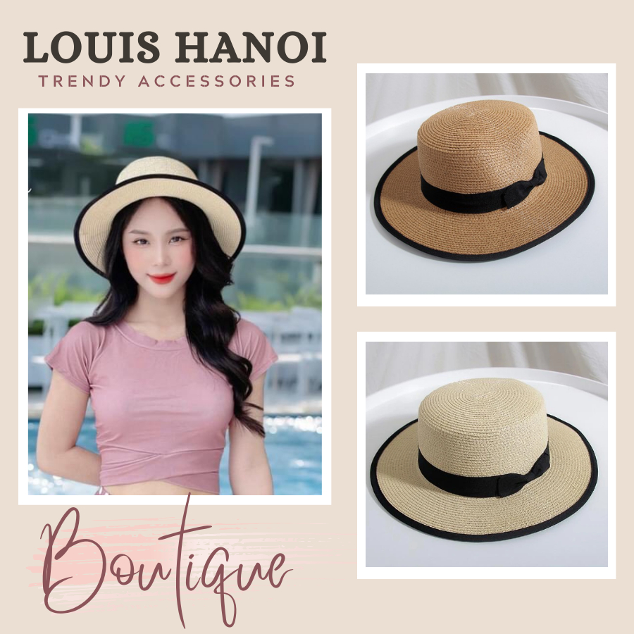 Super cute Small Brim Beach Hat, Sunscreen with Black Bow Belt | Shopee ...