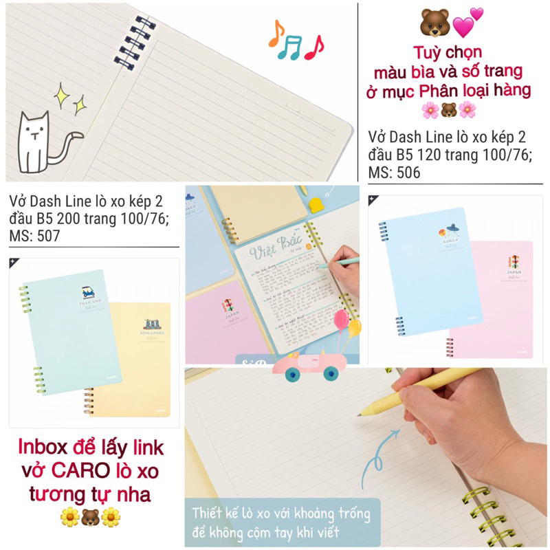 XO Klong - Double Spring Dash Line Notebook B5 120 Pages / 200 Pages ...