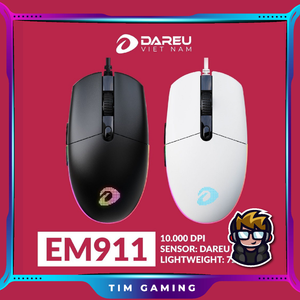 Dareu EM911 Gaming Mouse (RGB, DareU BRAVO sensor: 10,000 DPI ...