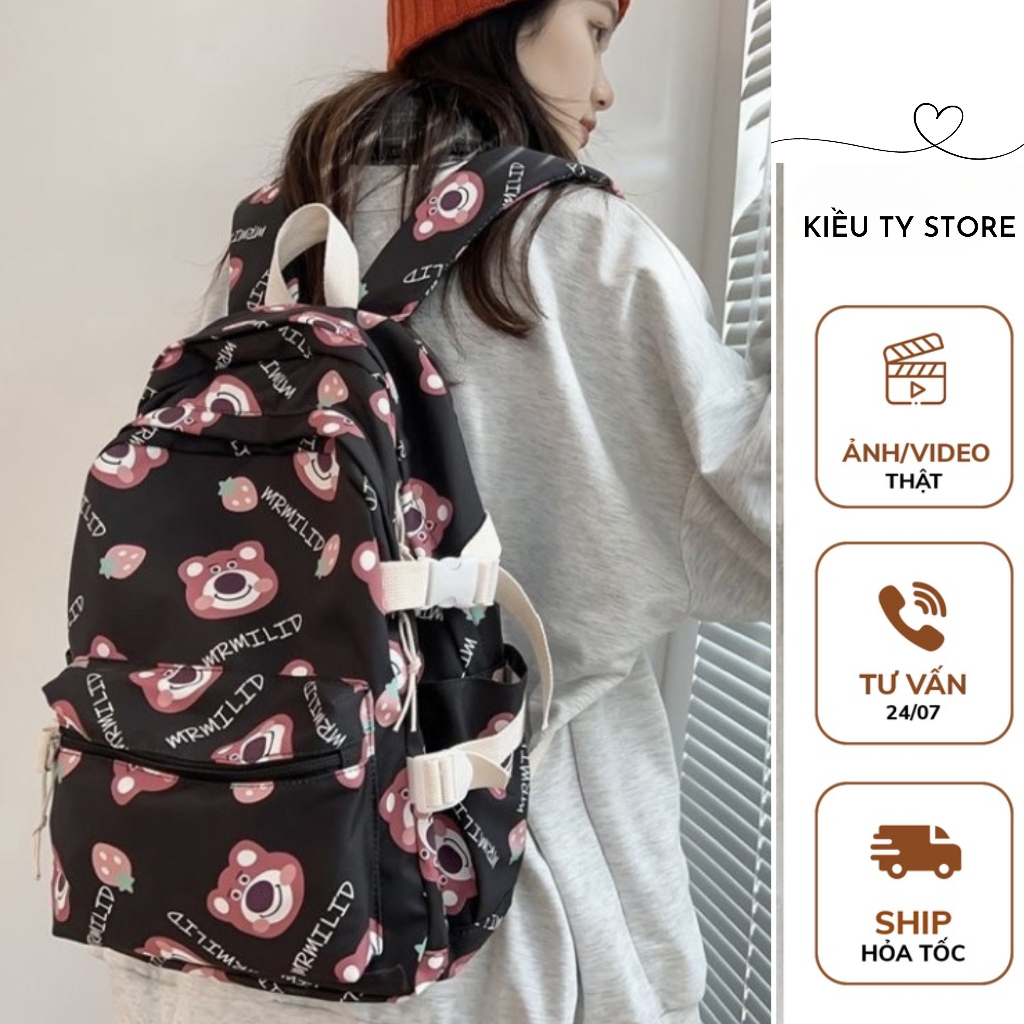 Lotso Hot Trend Strawberry Bear School Backpack Cute Large Size 40bag ...