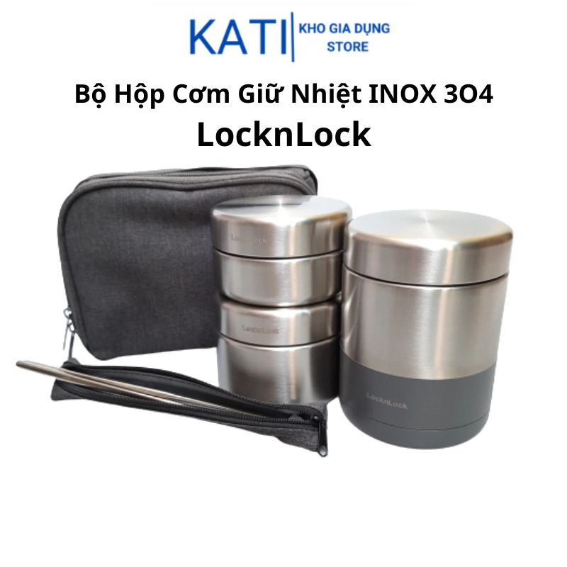 Locknlock LHC8013GRY Lunch box thermal Lunch box set (450ml*1, 420ml*1, 280ml*1, chopsticks and ...