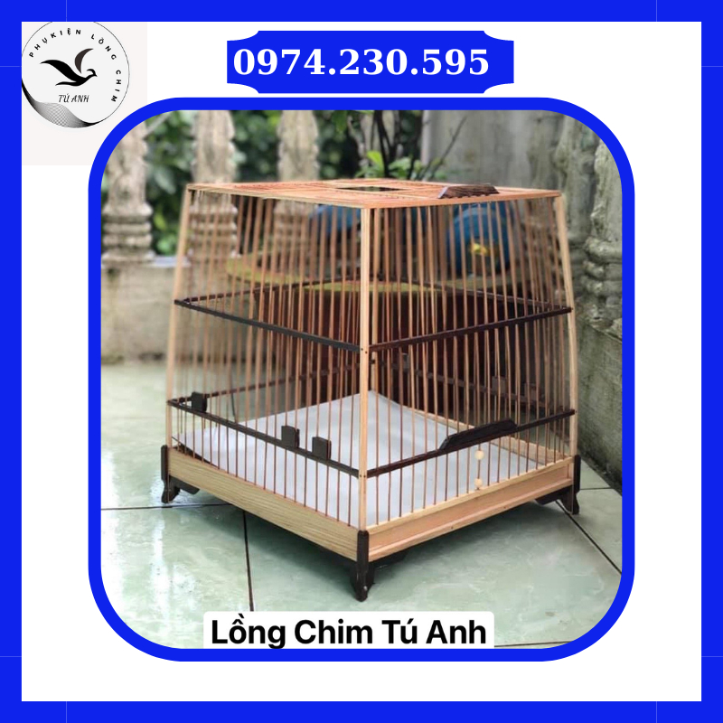 Thai Dau square dou crested bird cage frame made of ash wood FULL ...