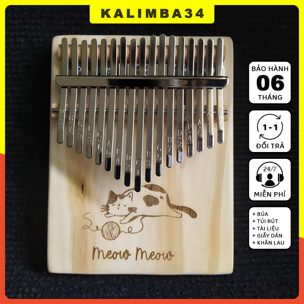 Meo Meo KL34 17-key Kalimba, cheap Kalimba with tuning hammer | Shopee ...