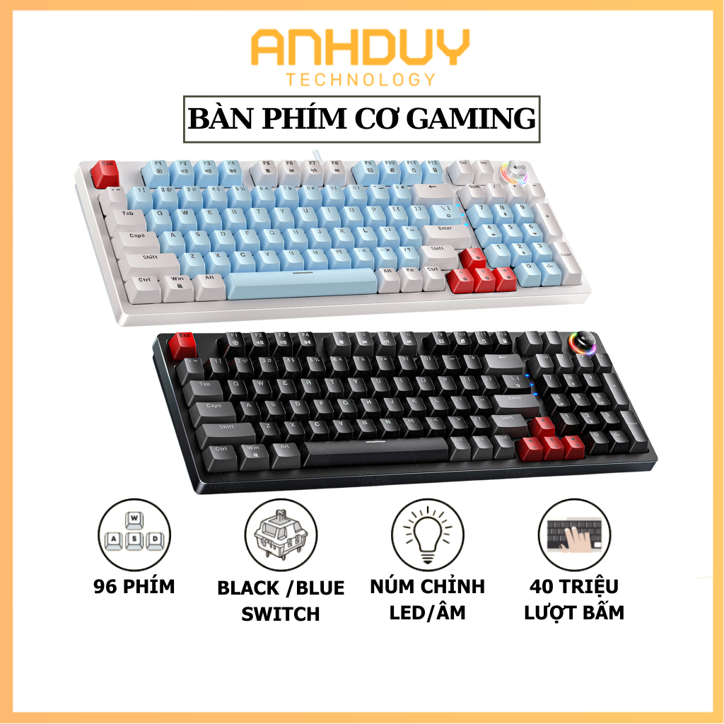 K700 96-key mechanical gaming keyboard with Led through keys, many ...