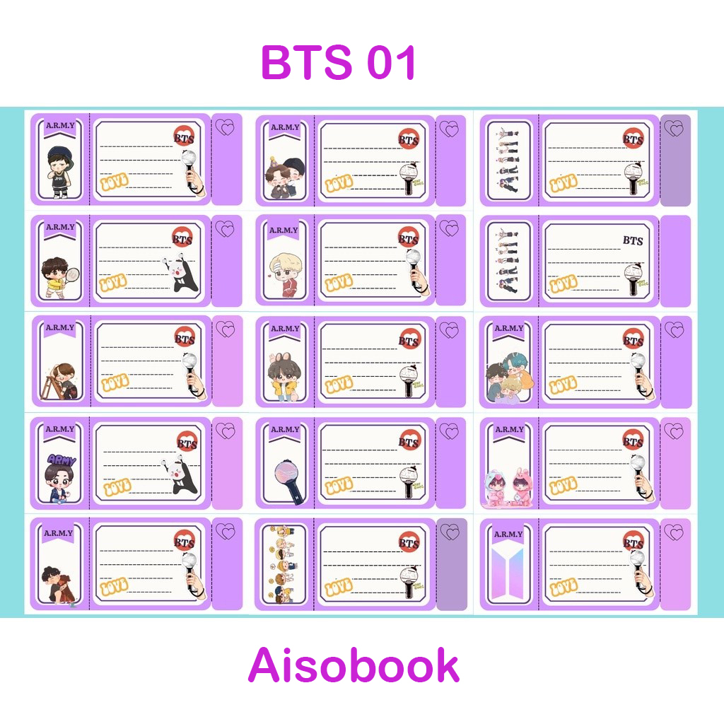 Bts Notebook Labels Set of 15 Unique Notebook Labels with Idols ...
