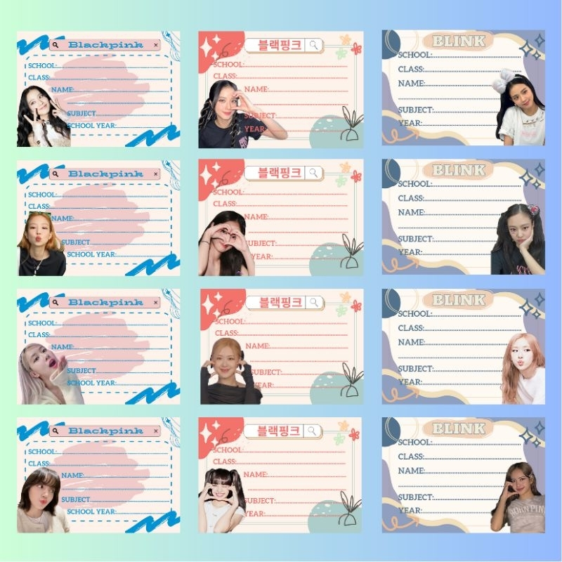 Set of 12 Cute Blackpink Notebook Labels Korean Music Group Aisobook ...