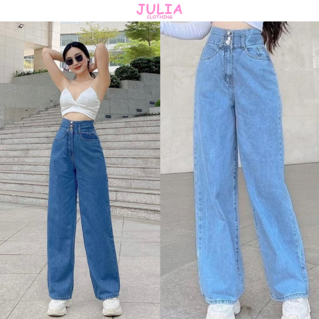 Women's High-Waist Wide-Leg Jeans, Dynamic Ulzzang Style, Thick Denim ...