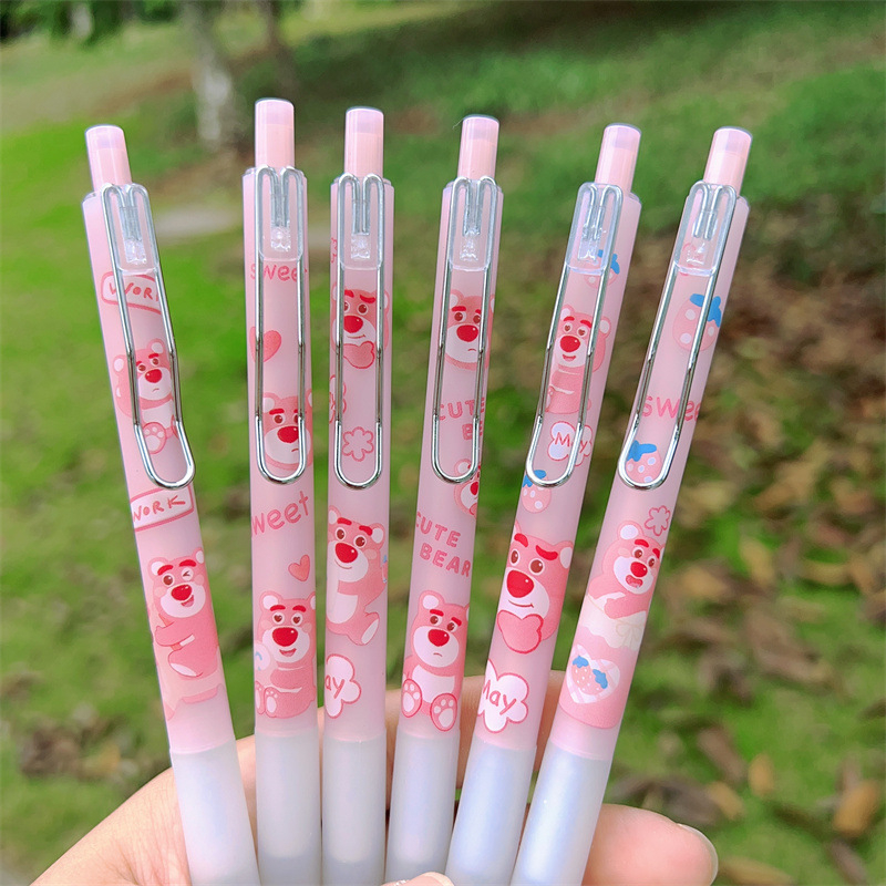 Set of 6 black gel ink ballpoint pens with 0.5mm nibs in the shape of ...
