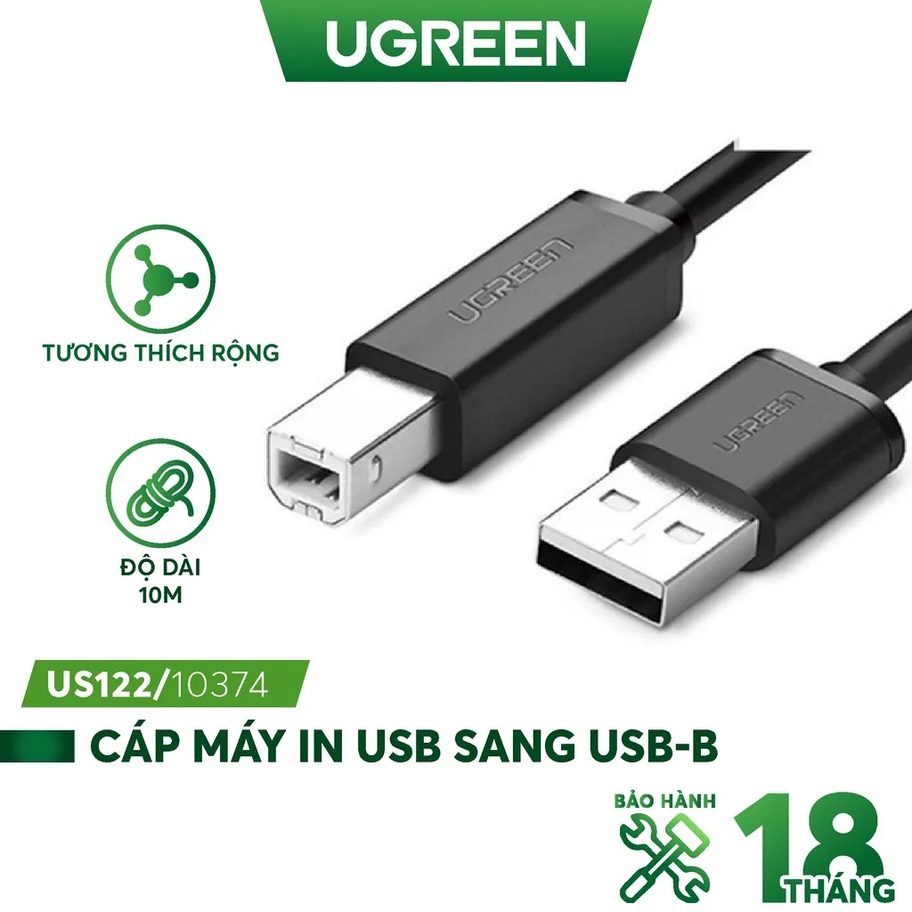 Ugreen 10374 10m USB printer cable with genuine amplifier IC | Shopee ...