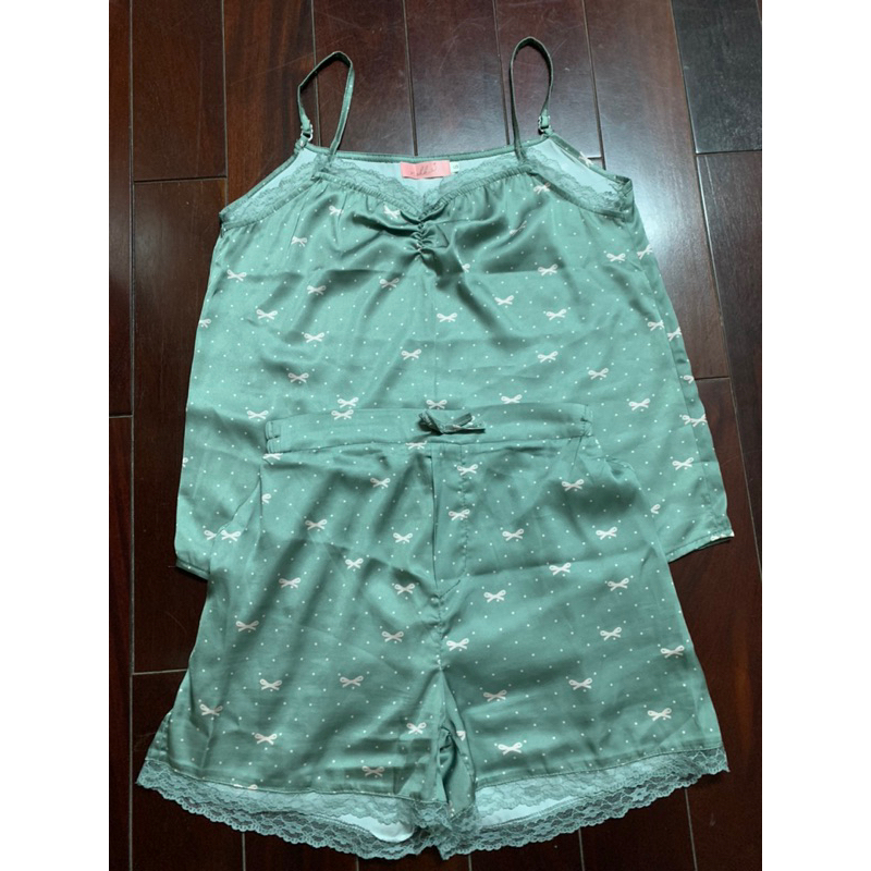 Cute Spaghetti strap Blue Silk Sleep Set Summer 2023 | Shopee Philippines