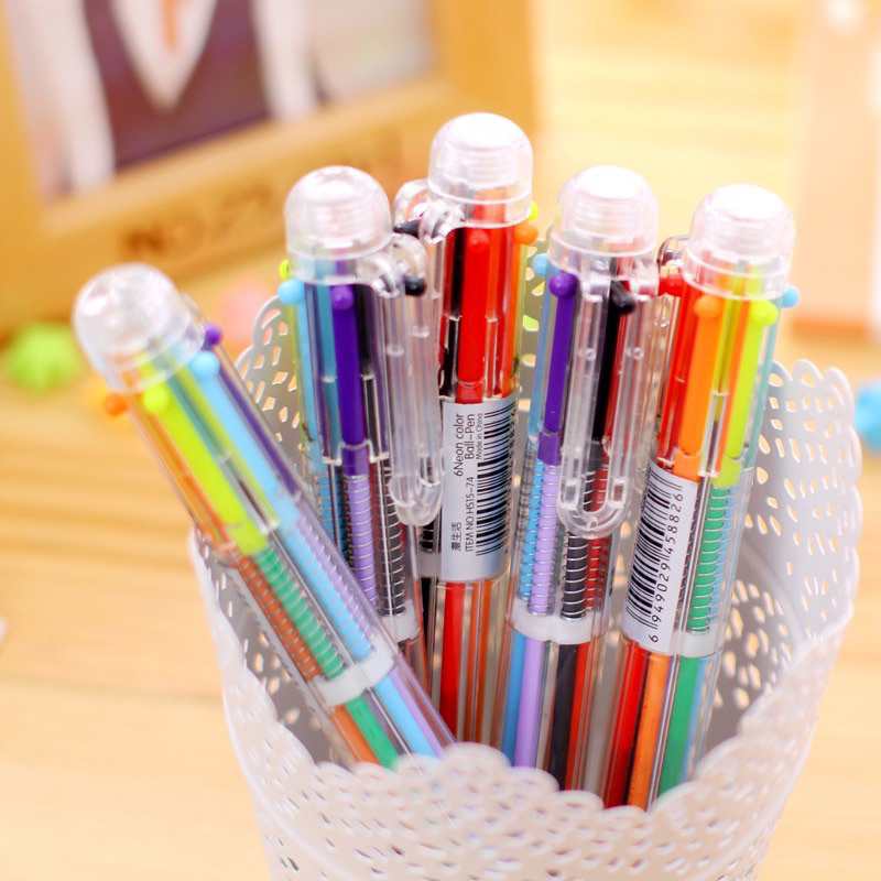 6-color ballpoint pen, colorful ballpoint pen with many transparent ...