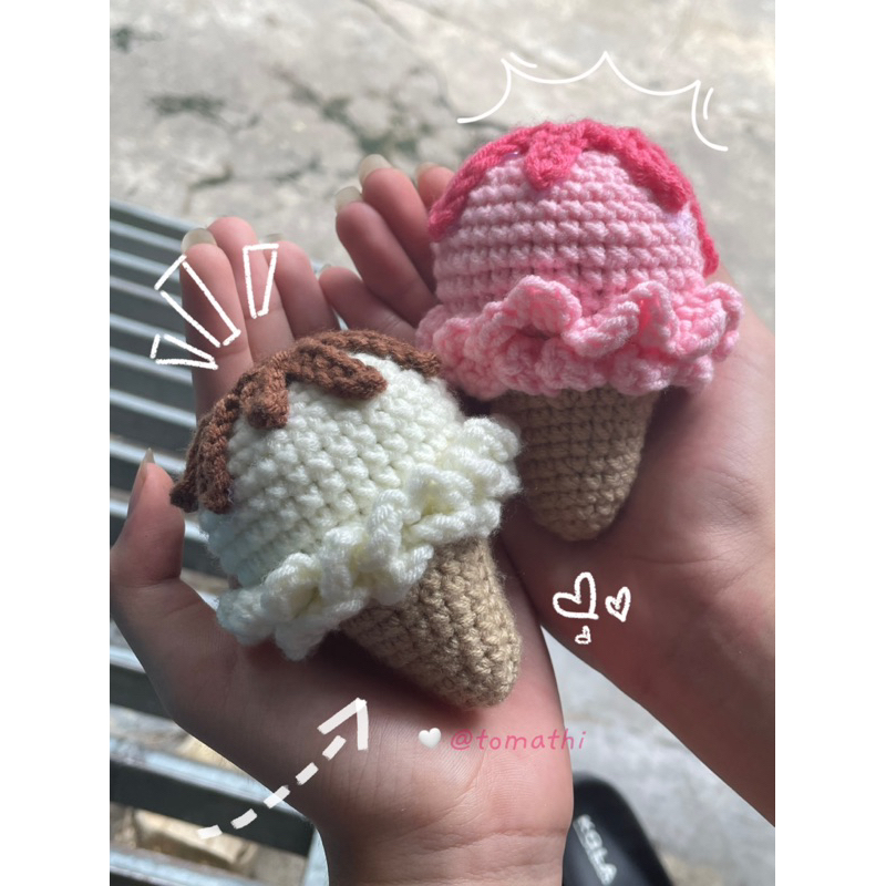 Cinnamon ICE CREAM CROCHET - handmade ice cream cone made from milk ...