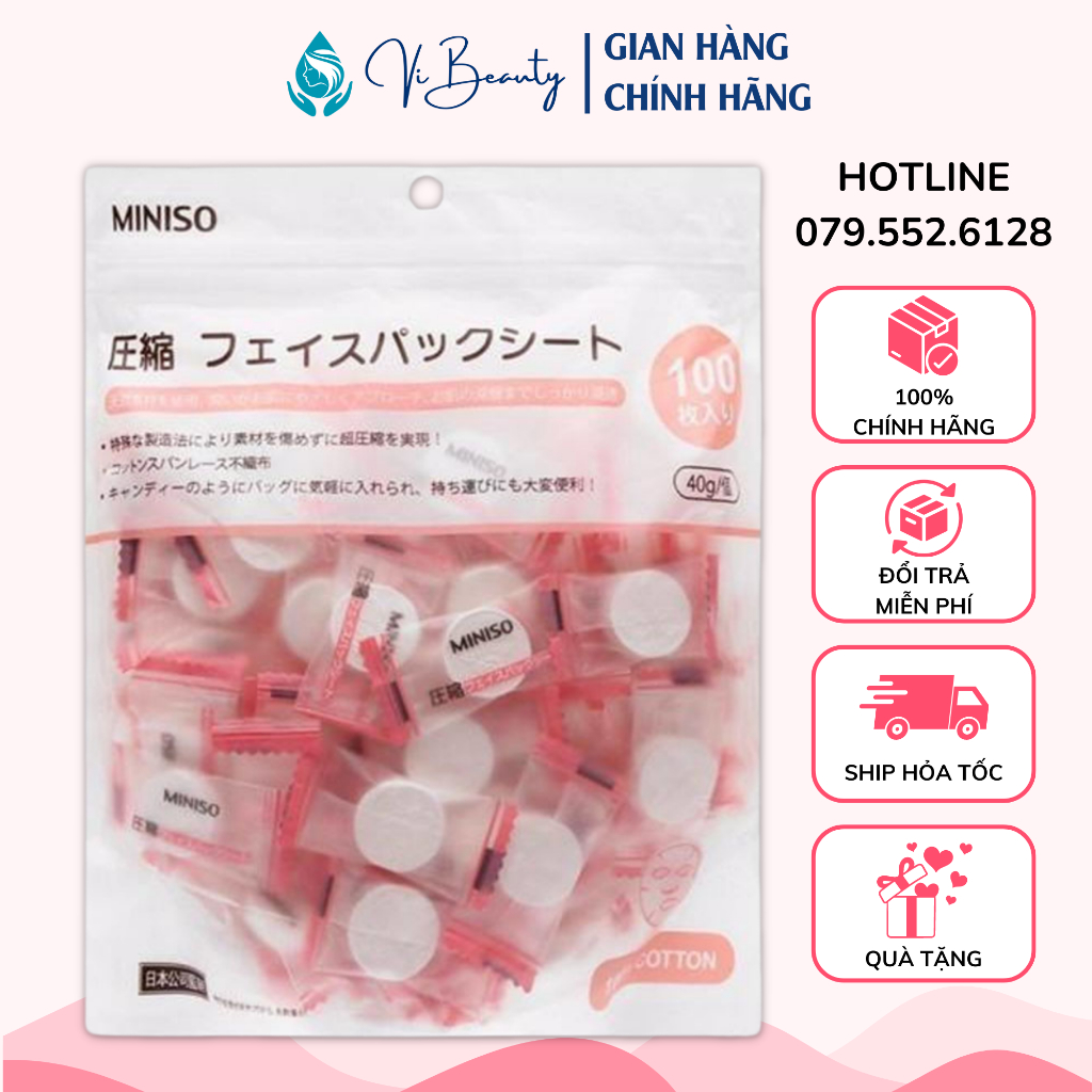 Japanese Miniso Compressed Paper Mask Bag of 100 Tablets | Shopee ...