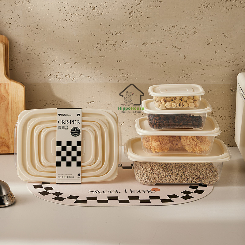 Set of 4 high-quality microwaveable, heat-resistant rectangular plastic ...