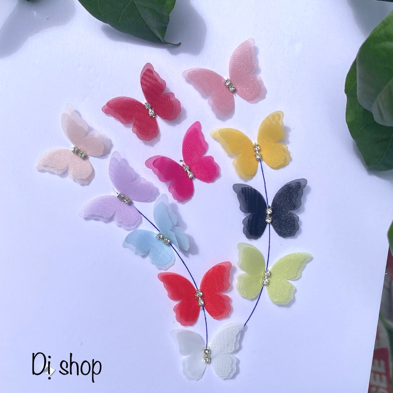 Set of 5 2-layer decorative butterflies, size 3.5cm (tiny size ...