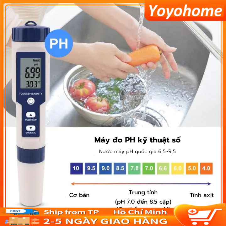 5-in-1 Salinity and PH Meter, For Gardening and Measuring PH/Tds/Ec ...