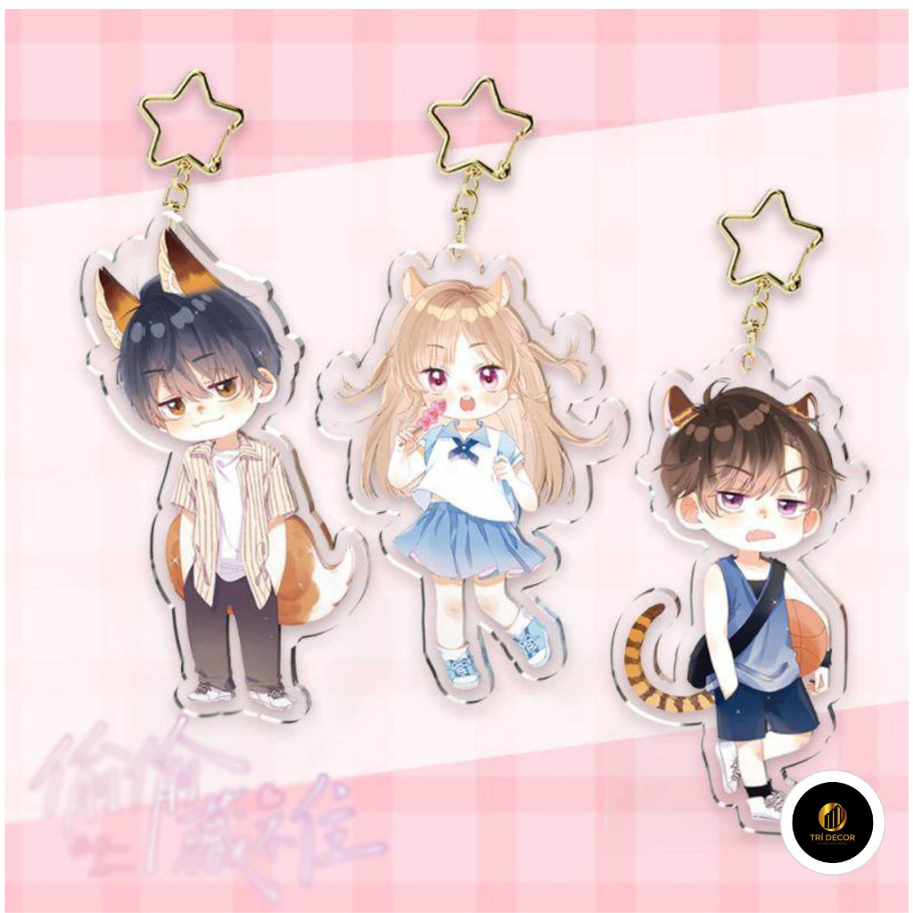 (Mica in acrylic) STEALTHY CAN'T HIDE keychain Secret Love cute chibi ...