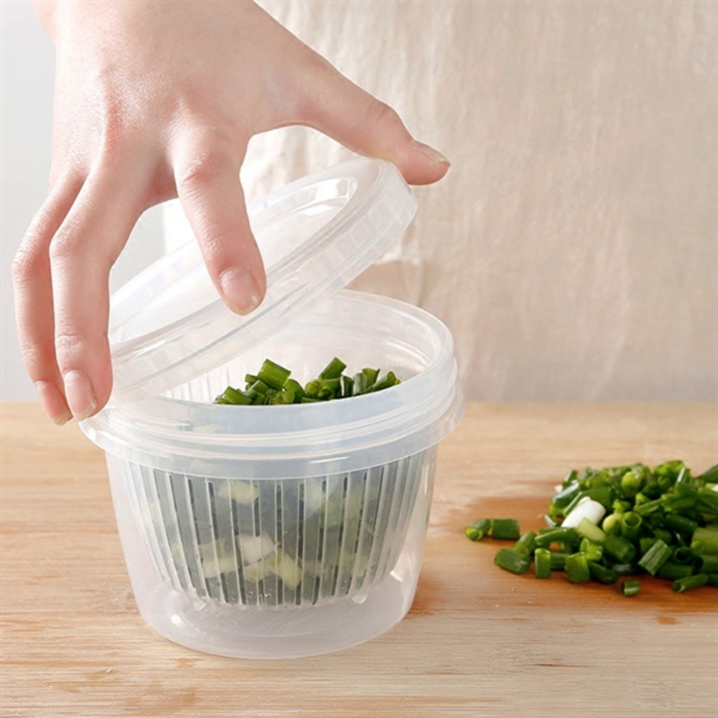 Round Onion Garlic Ginger Refrigerator Container with Drainage Holes ...