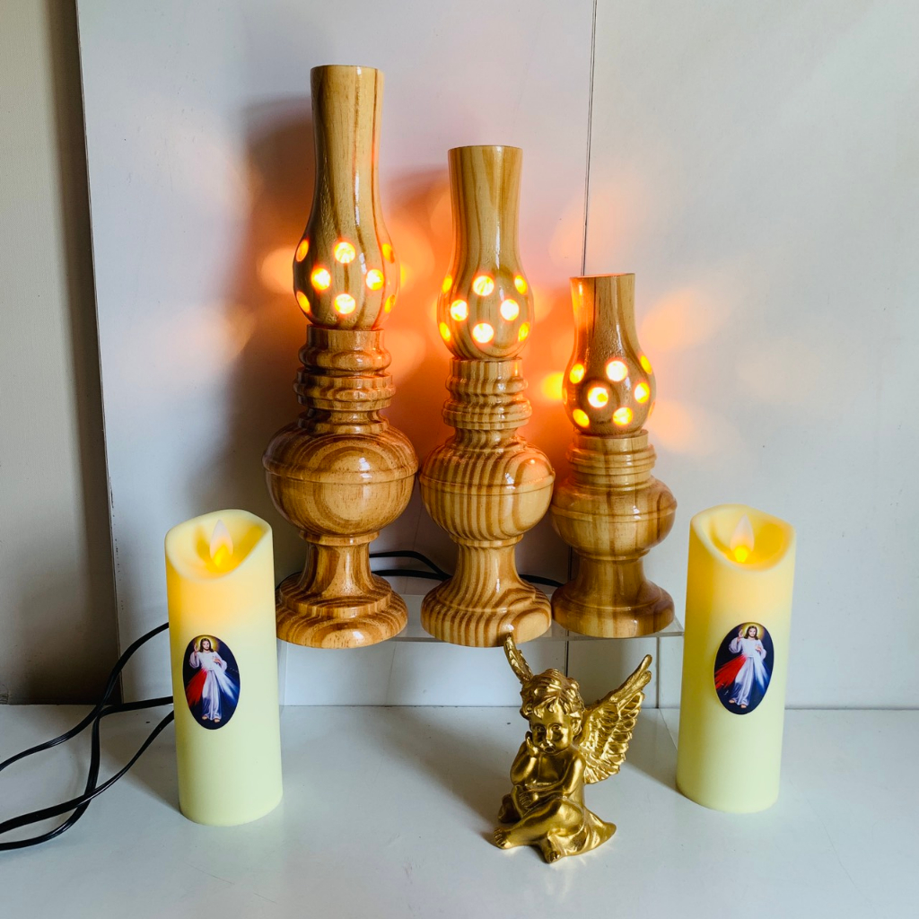 1 bag of wooden altar lamp, plug-in honeycomb Catholic altar lamp with ...