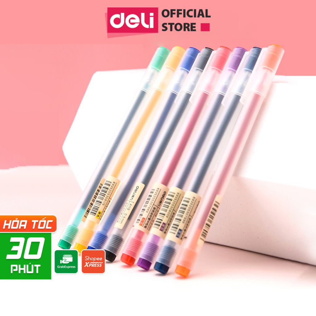 Deli cute multicolored 0.5mm gel ink ballpoint pen with lid used to ...