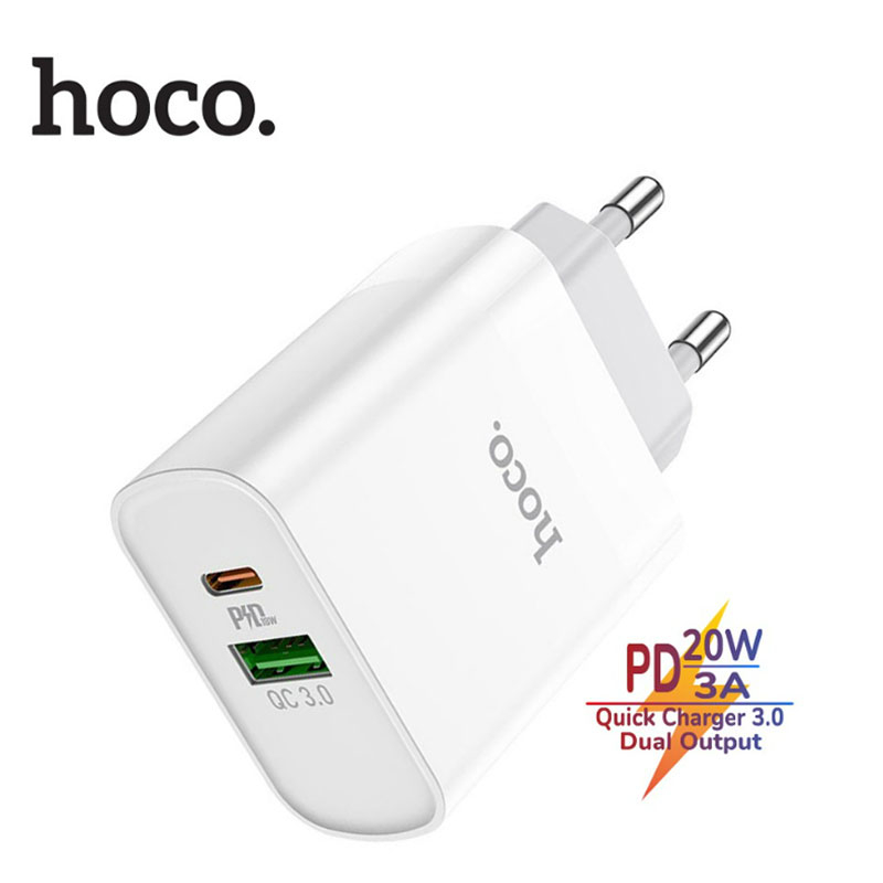 Hoco C80 20W Fast Charger 2 USB and Type C Ports - PD Fast Charging ...